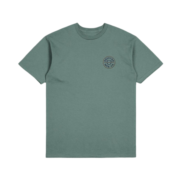 Brixton Mens Crest II S/S Standard Tee - Chinois Green/Washed Navy/Sep ...
